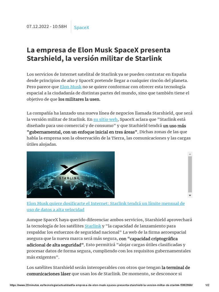 La Empresa de Elon Musk SpaceX Presenta Starshield | PDF | Espacio X ...