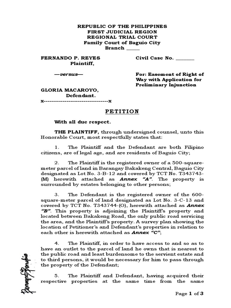 Petition Easement A | PDF | Separation Of Powers | Government