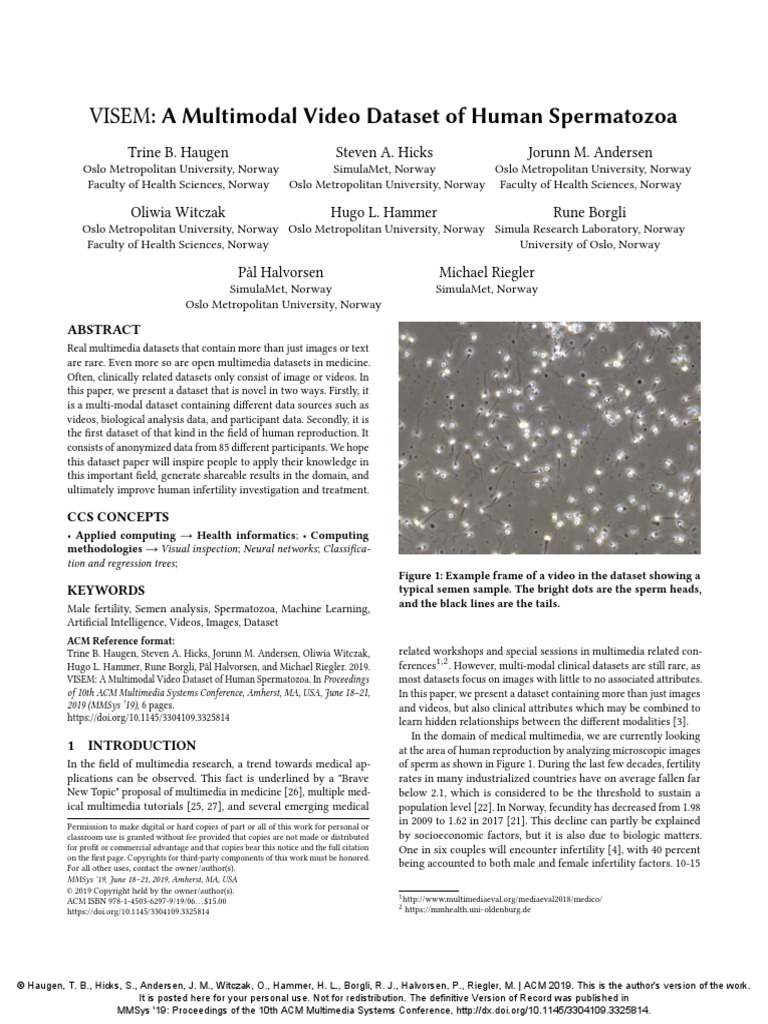 Mmsys2019 Sperm Dataset Pdf Cross Validation Statistics