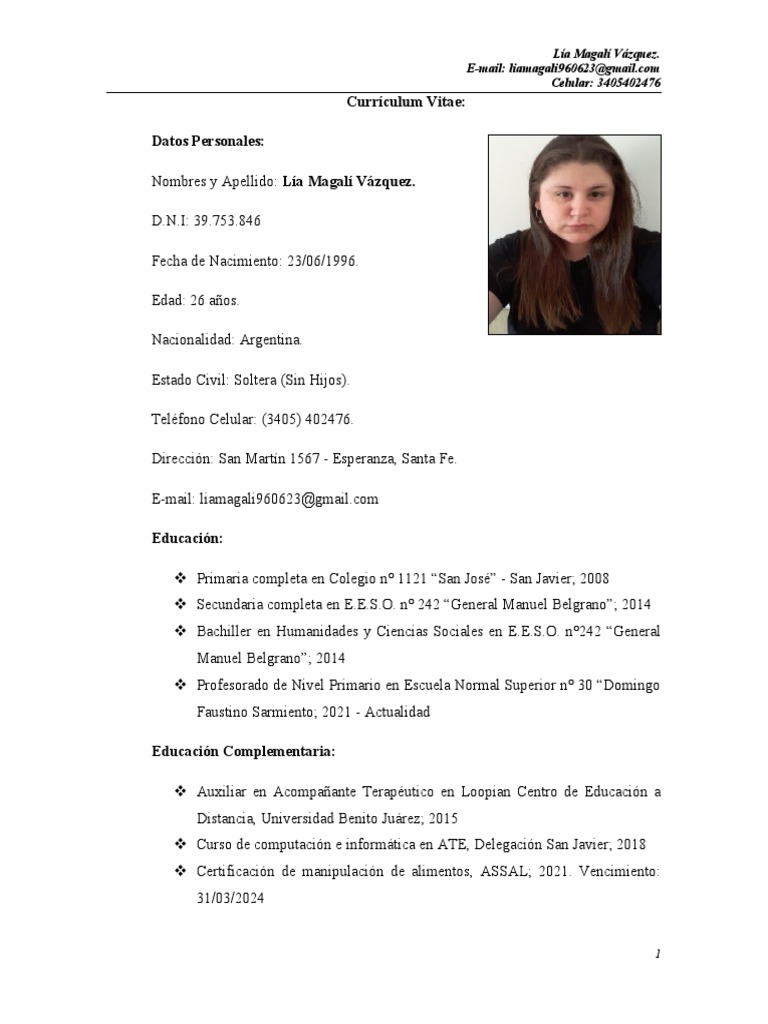 CV Lia Magali Vazquez | PDF