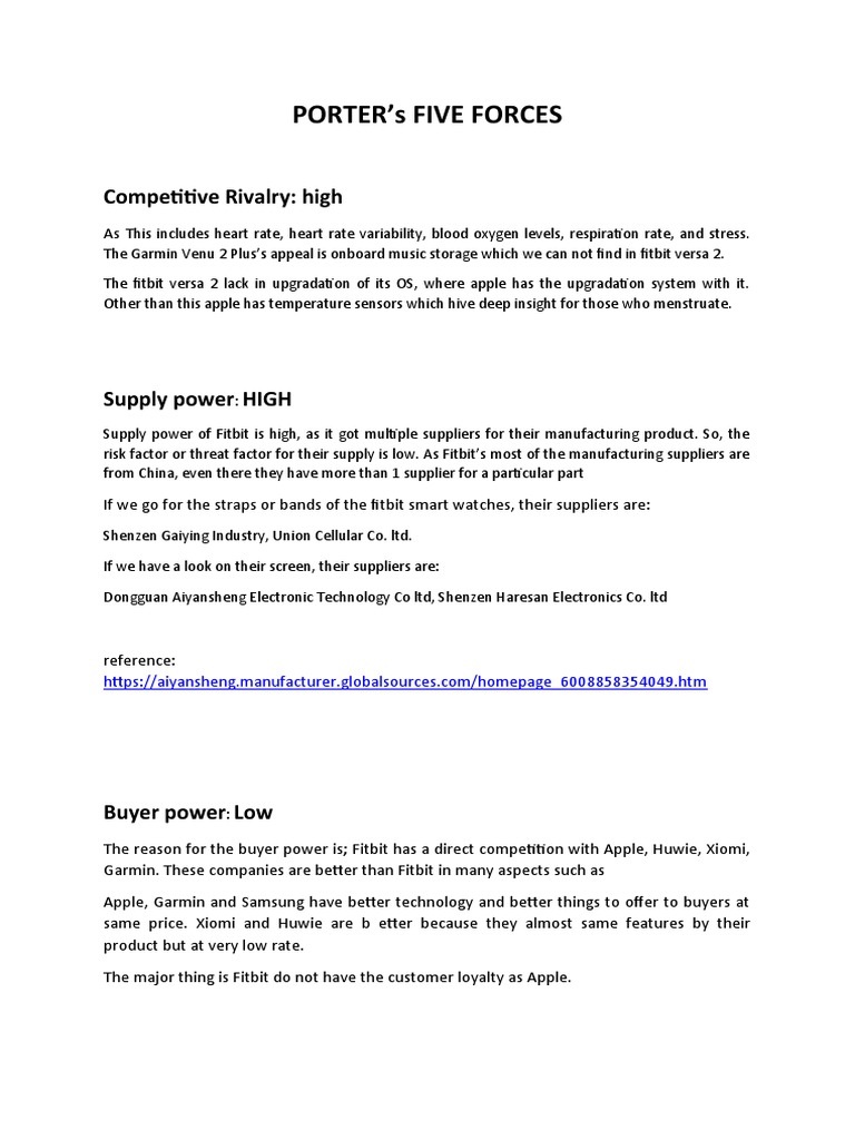 PORTER | PDF | Fitbit | Apple Inc.