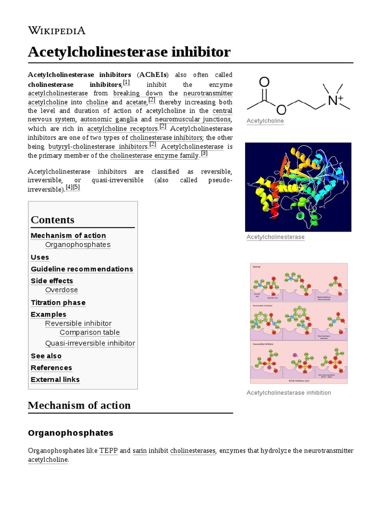 Acetylcholinesterase Inhibitor | PDF