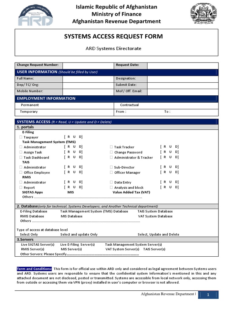 RMIS Access Form-En | PDF | Password | Databases