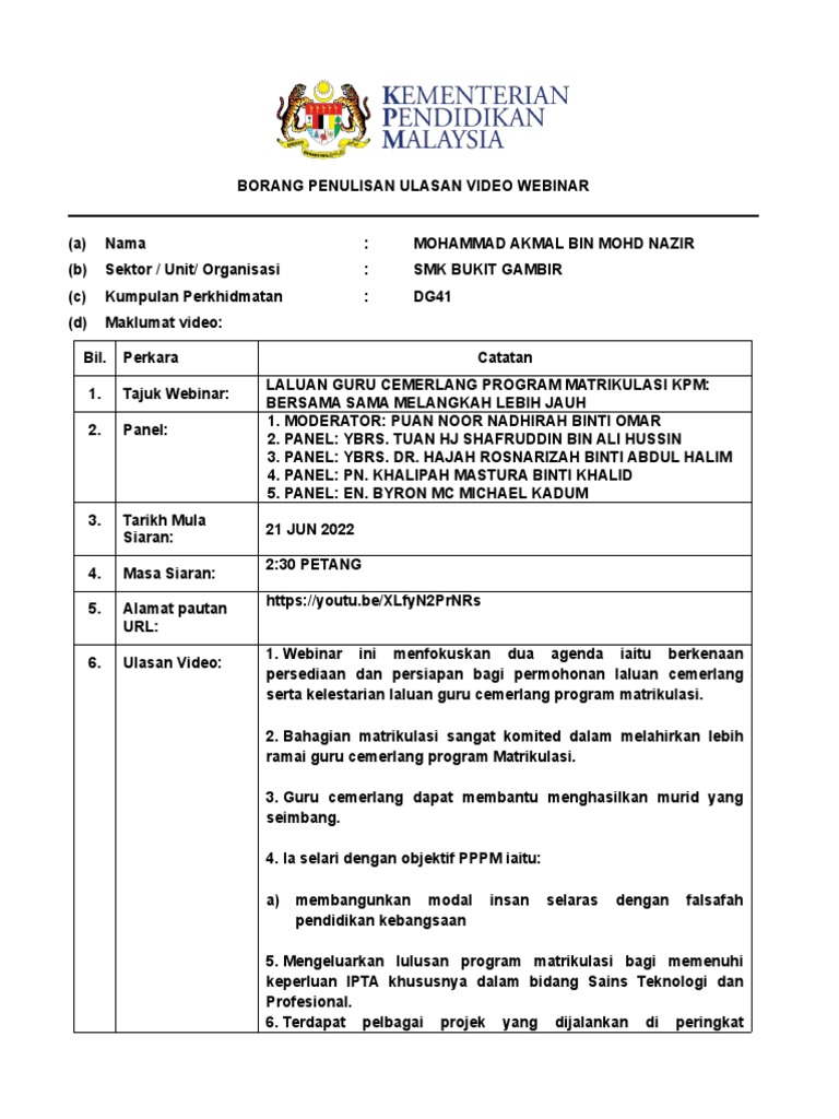 Ulasan Video Webinar | PDF