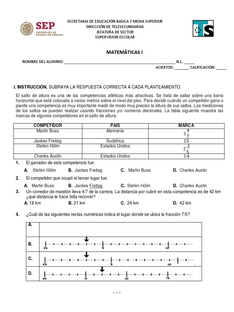 Examen Trimestral Huitzo Matematicas | PDF