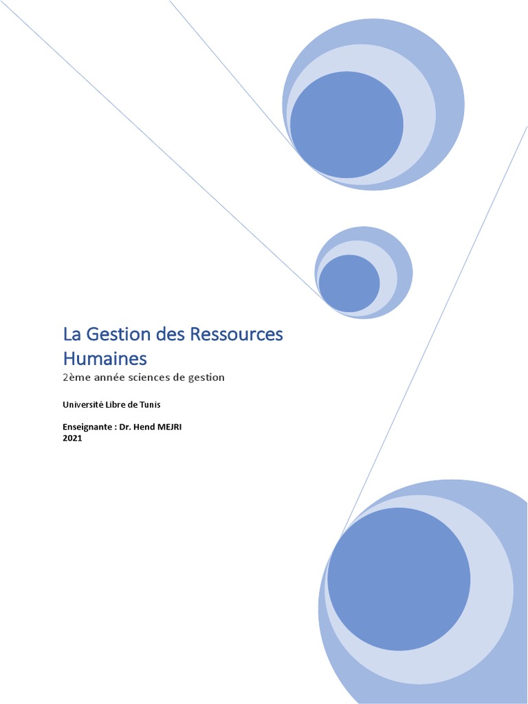 Cours GRH 2021 : Objectifs et Plan | PDF | Gestion des ressources ...