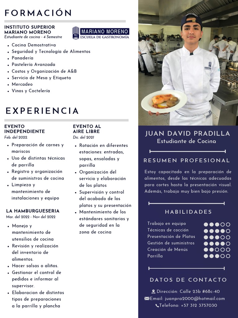 Ejemplo Hoja de Vida Auxiliar de Cocina | PDF | Alimentos | Cocinando