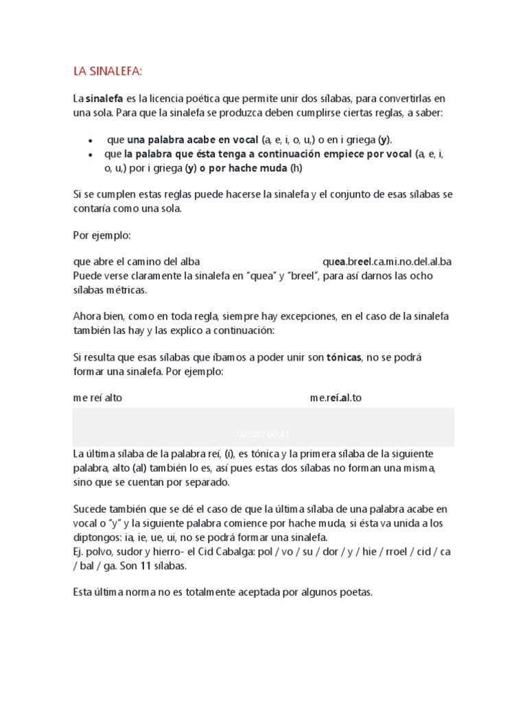La Sinalefa | PDF | Sílaba | Voz humana