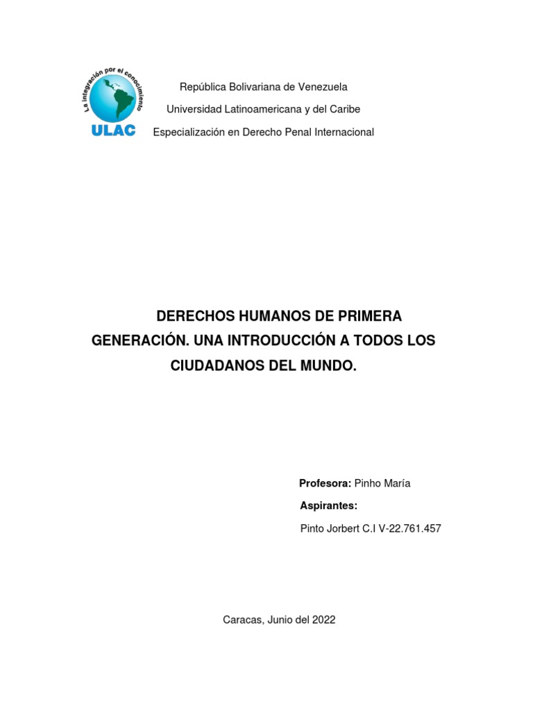 Derechos Humanos de Primera Generación | PDF | Derechos | Derechos humanos