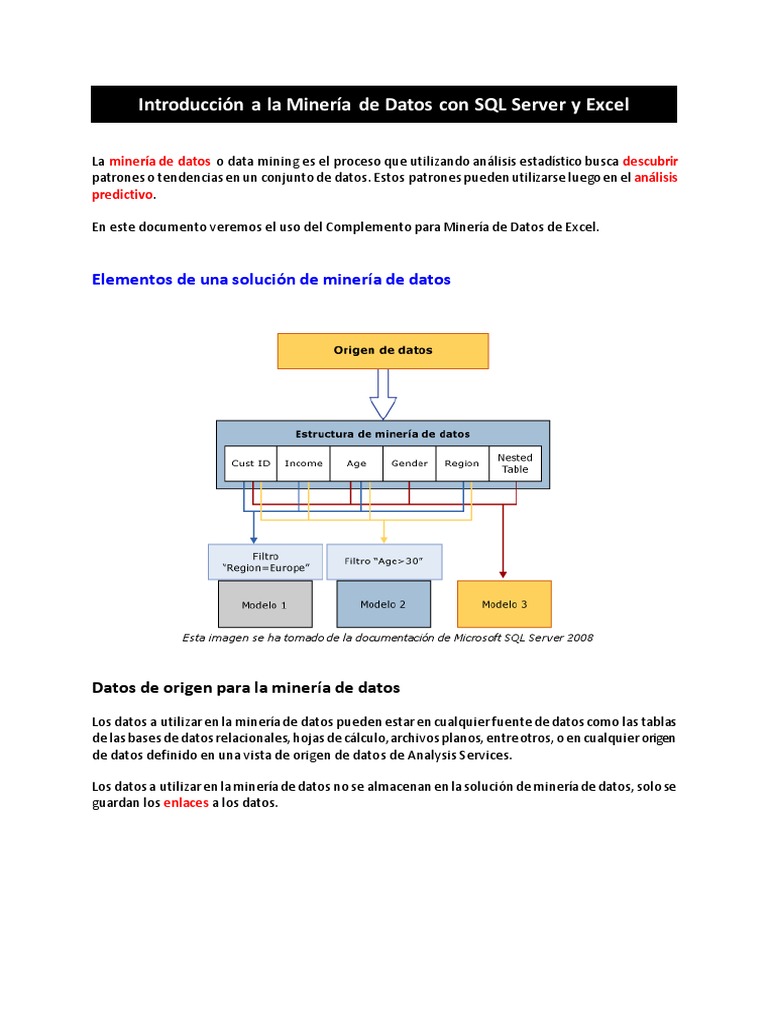 Introducción A La Minería de Datos Con SQL Server y Excel v3 - 201711 | PDF | Procesamiento de ...