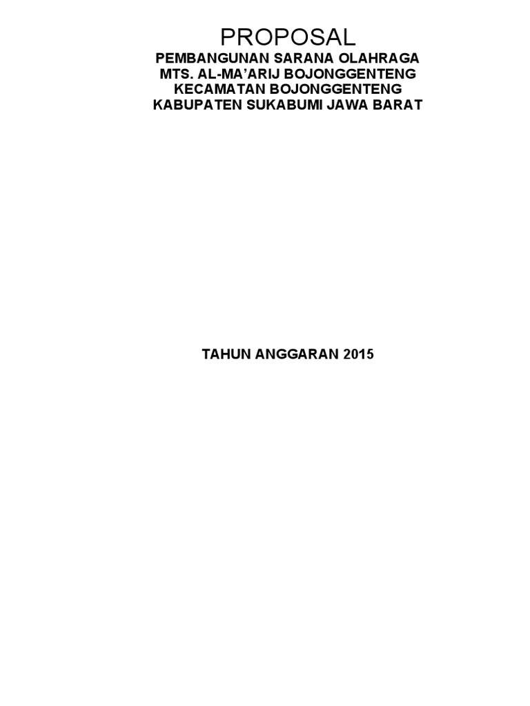 Contoh Proposal Sarana Olahraga Desa Barudocx | PDF