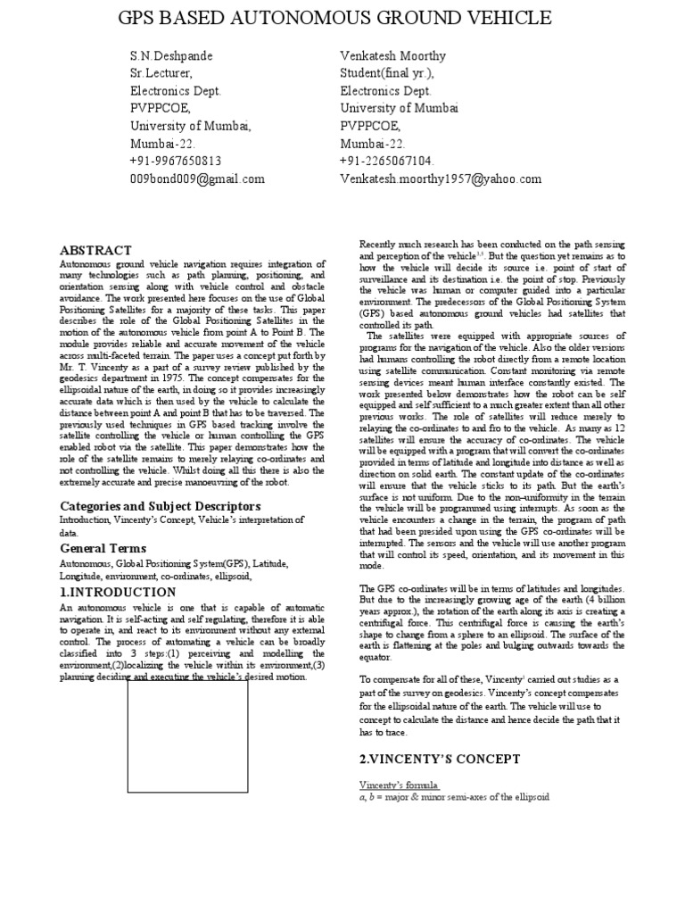 Vincenty's Formula: A, B Major & Minor Semi-Axes of The Ellipsoid | PDF ...