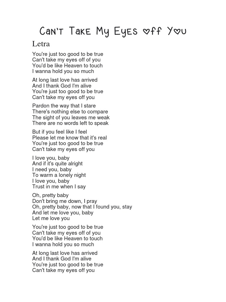 Letra de "Can't Take My Eyes Off You" | PDF | Música grabada