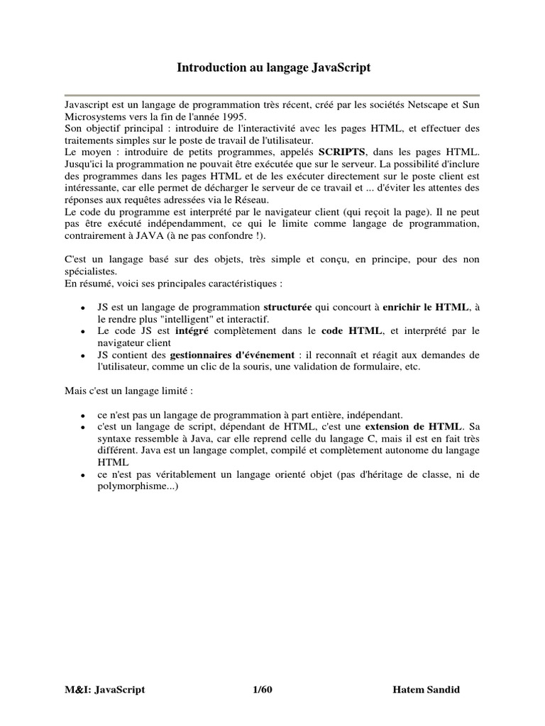 Cours JS | PDF | Classe (informatique) | JavaScript