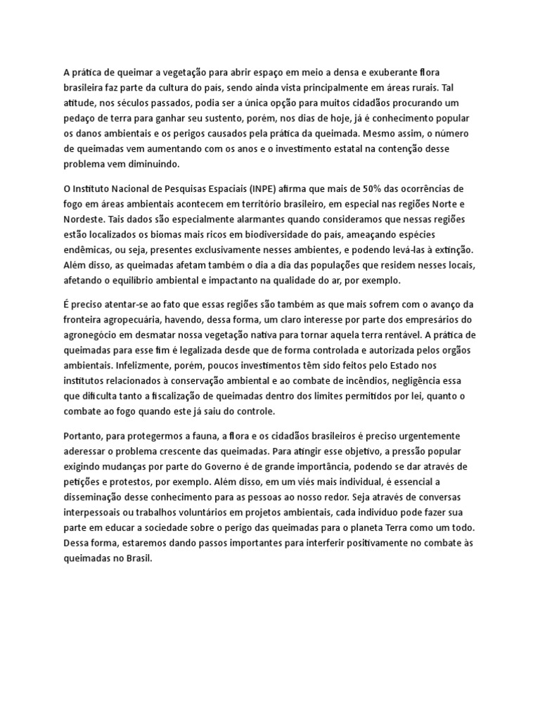 Redação Queimadas | PDF | Brasil | Ambiente natural