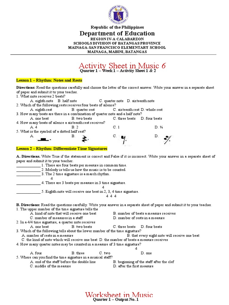 Q1-W1,5, Music 6 | PDF | Rhythm | Poetics