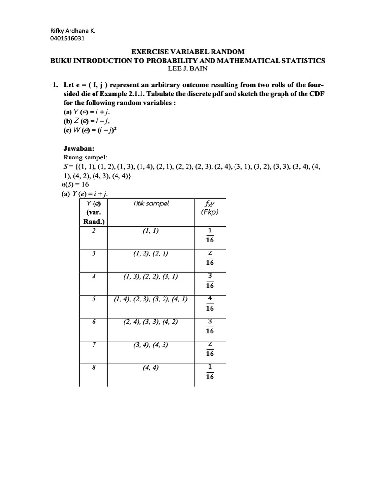 Jaw Aban Exercise Bab 2 | PDF | Probability Density Function | Variance