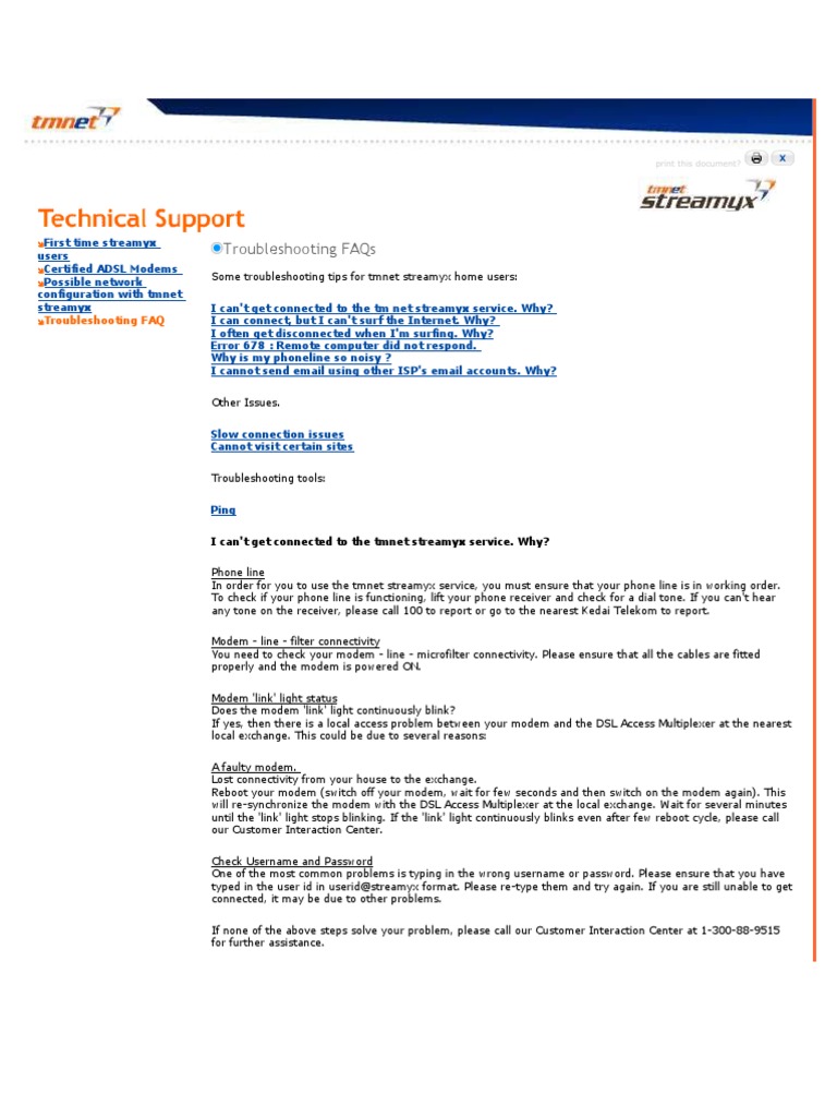 Streamyx Troubleshooting FAQs | PDF | Domain Name System | Spyware