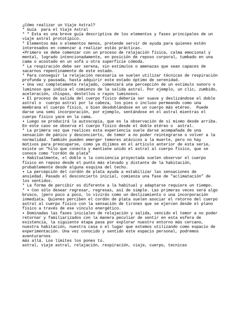 ¿Cómo Realizar Un Viaje Astral | PDF | Experiencia subjetiva | Ciencias ...