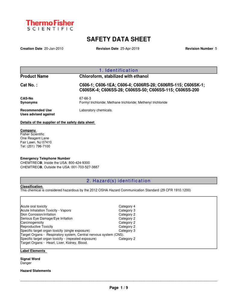 Chloroform | PDF | Carbon Dioxide | Toxicity