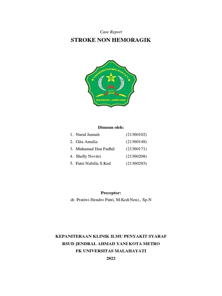 Laporan Kasus Kel A - Stroke Non Hemoragik | PDF