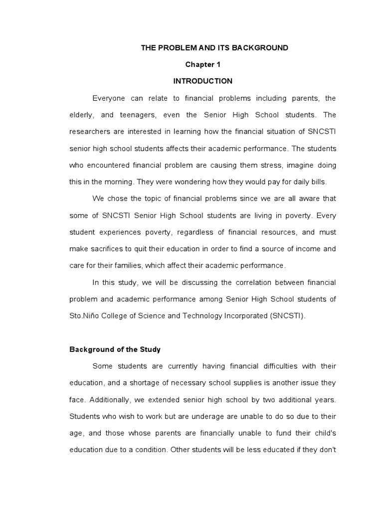 The Problem and Its Background | PDF | Socioeconomic Status | Statistics