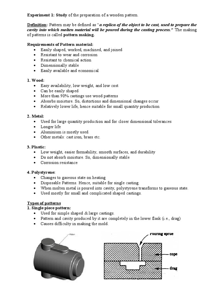 Experiment No 1 - Manual | PDF | Casting (Metalworking) | Crafts
