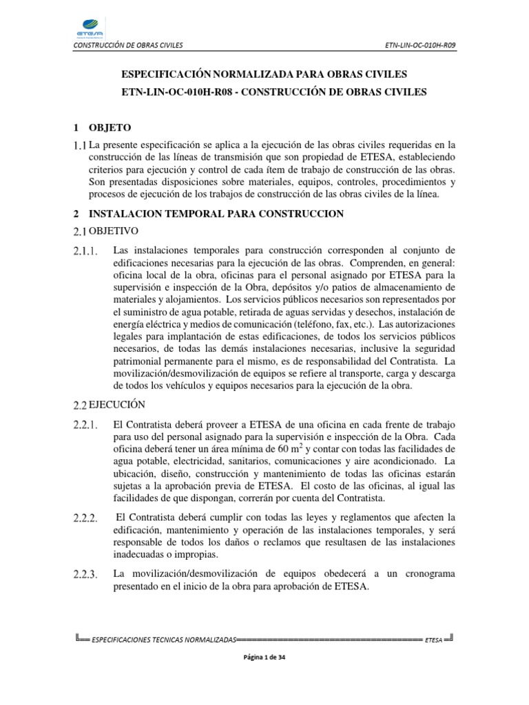 3.4+.1+etn Lin Oc 010H R09 | PDF | Fundación (Ingeniería) | Hormigón