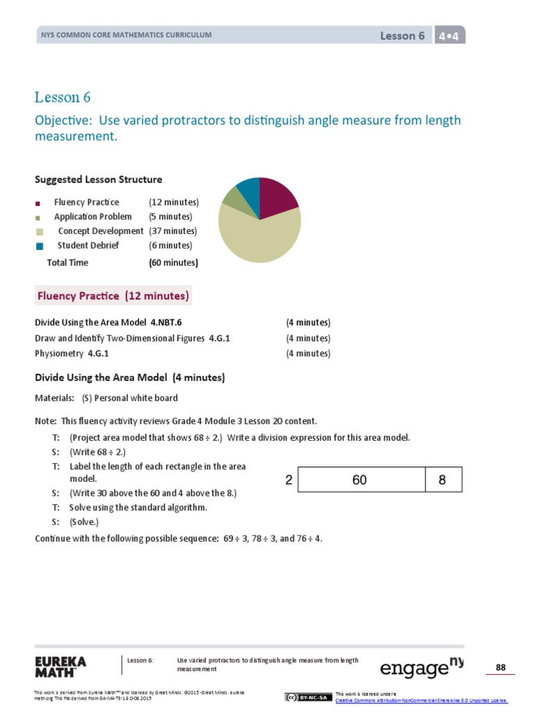 Math g4 m4 Topic B Lesson 6 | PDF | Angle | Geometry