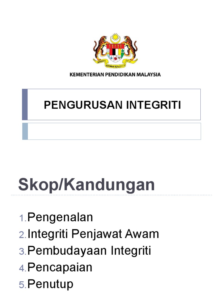 Pengurusan Integriti (Slaid UI) | PDF