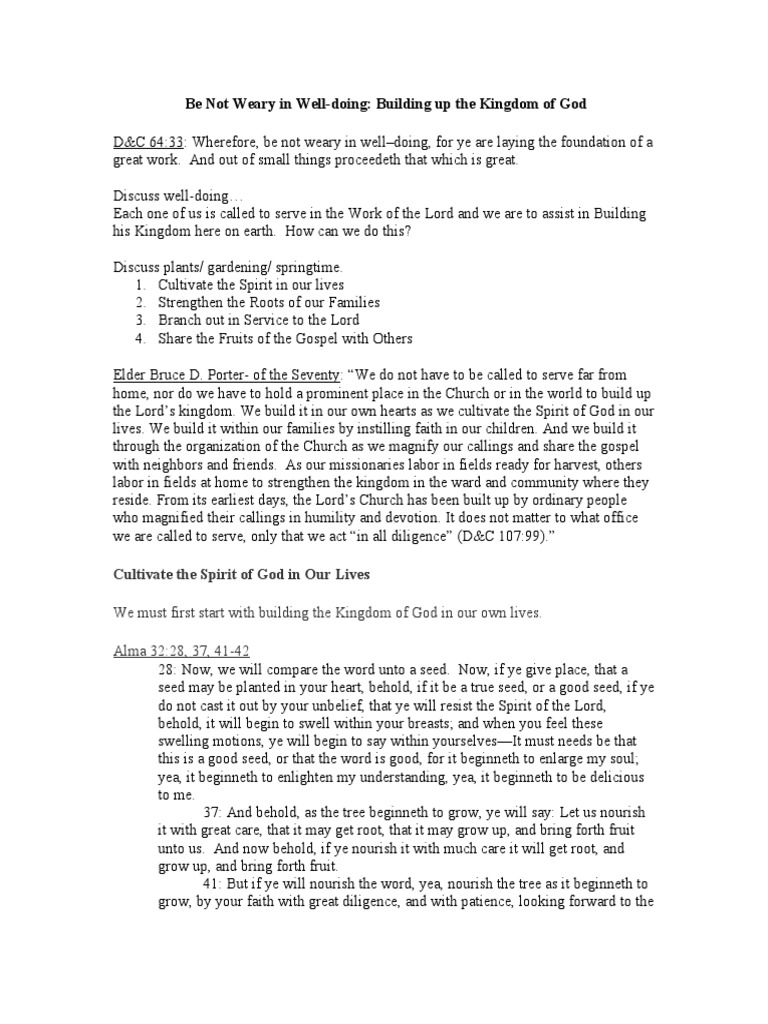 Be Not Weary in Well Doing - Building The Kingdom | Download Free PDF ...