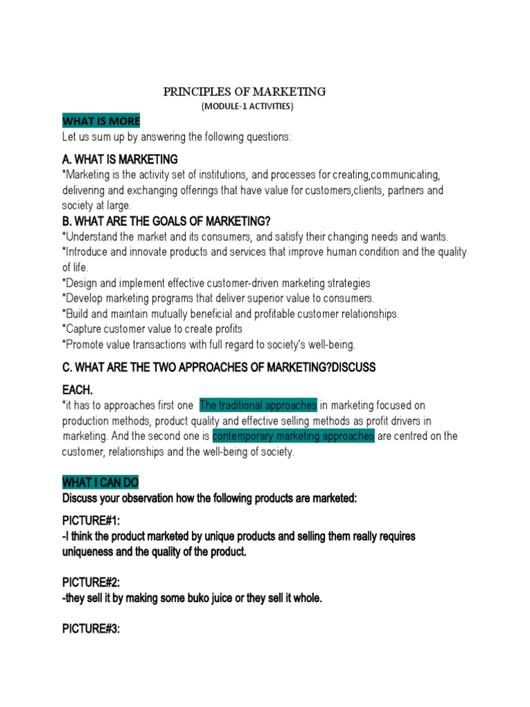 Principles of Marketing Activities | PDF | Marketing | Pricing