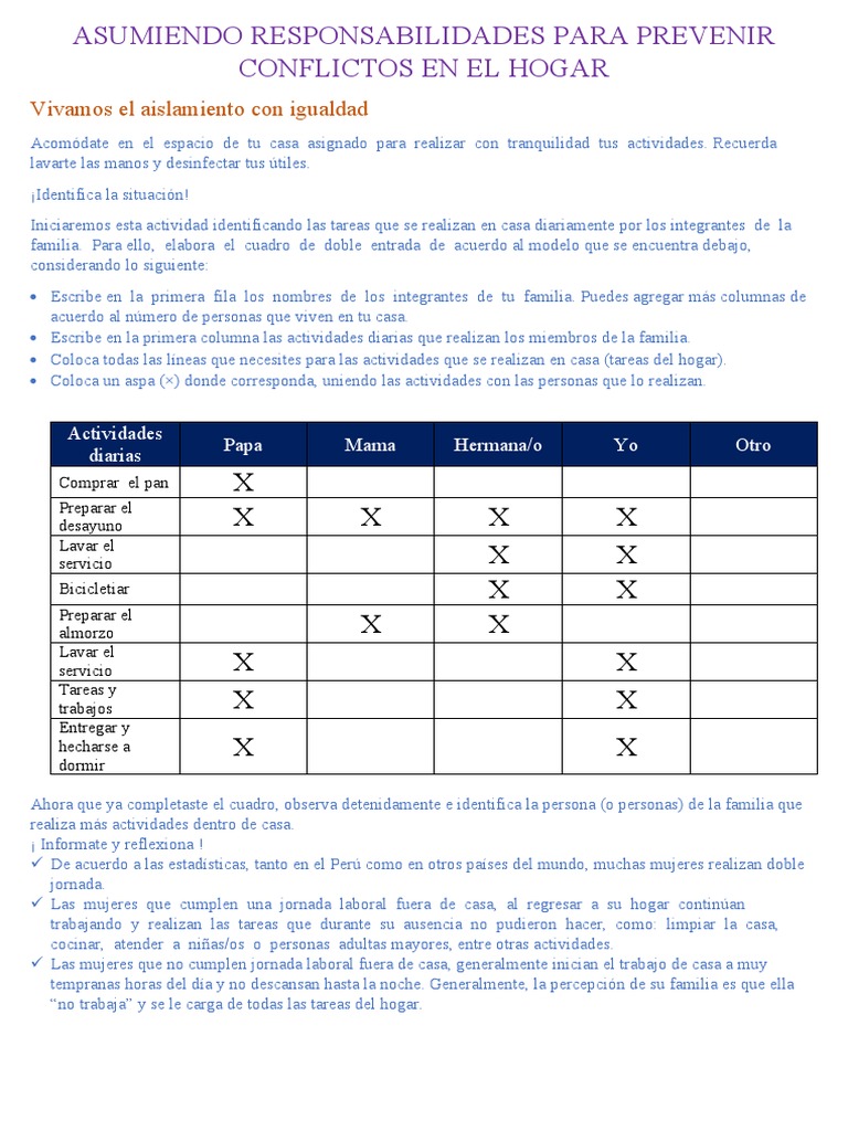 Asumiendo Responsabilidades para Prevenir Conflictos en El Hogar | PDF