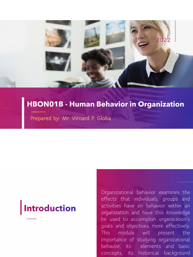 HBON01B - Human Behavior in Organization: Prepared By: Mr. Virnard P. Globa | Download Free PDF ...