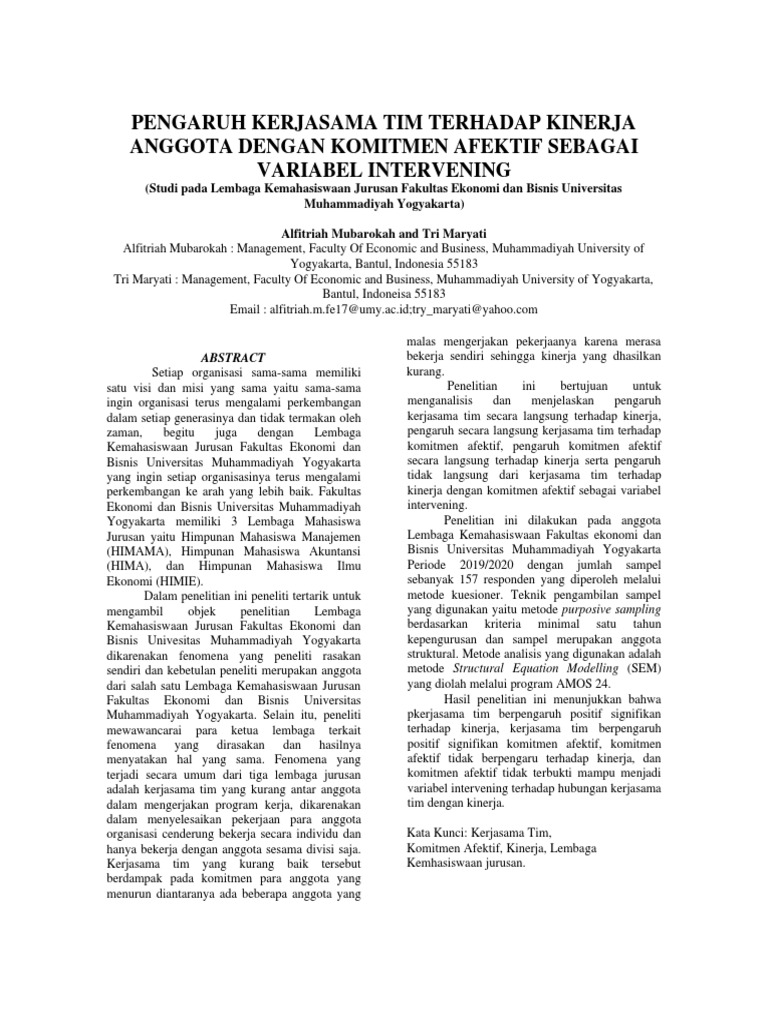 Pengaruh Kerjasama Tim pada Kinerja Anggota | PDF
