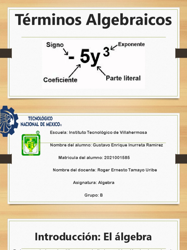 Exposición de los términos algebraicos. | PDF | Álgebra | Aritmética