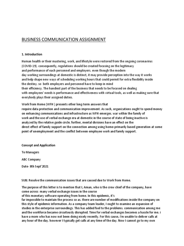 Business Communication Assignment Pdf Communication Employment