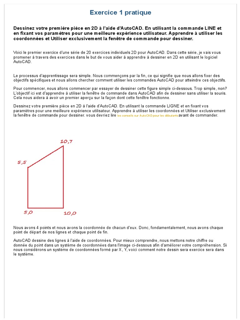 Exercice 1 : Dessin 2D avec AutoCAD | PDF