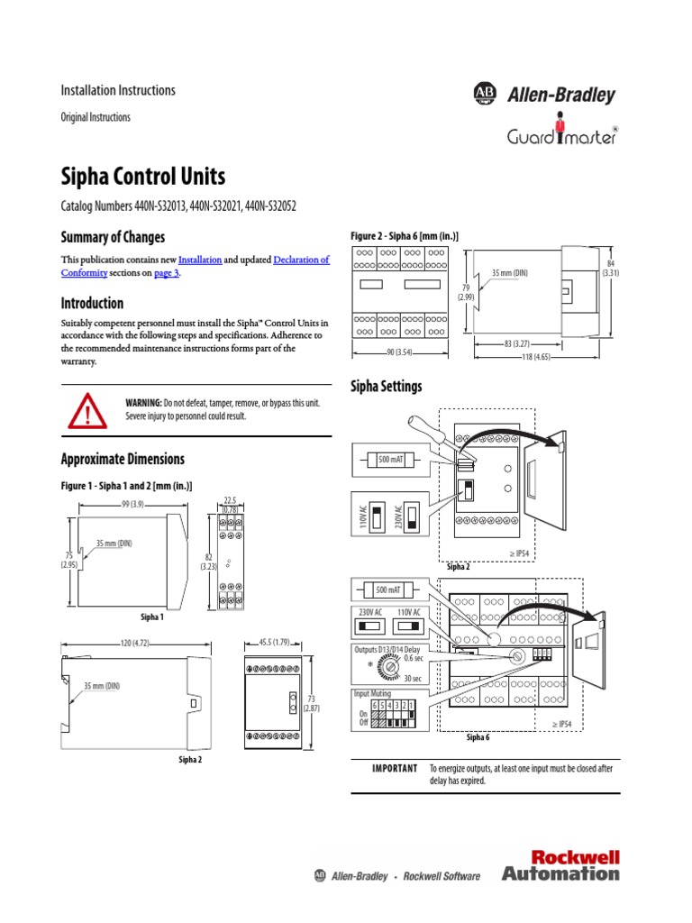 Sipha Control Units: Installation Instructions | PDF | Switch ...