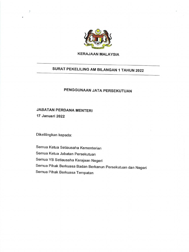 Surat Pekeliling Am Bilangan 1 | PDF