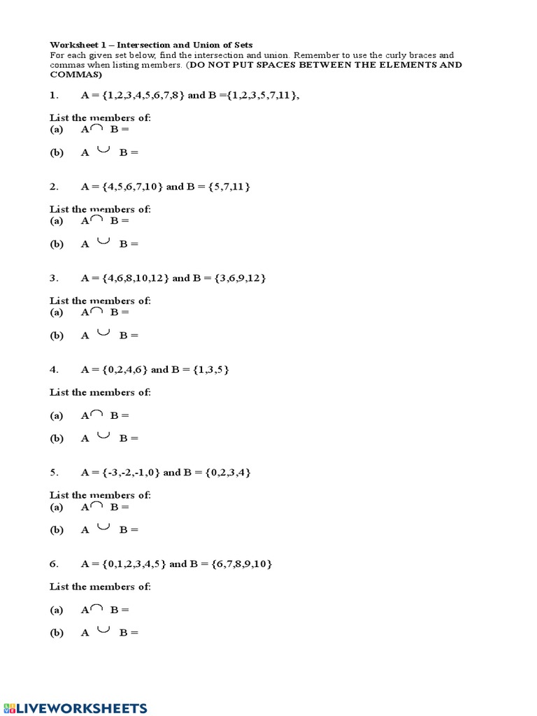Set Worksheet | PDF | Computers