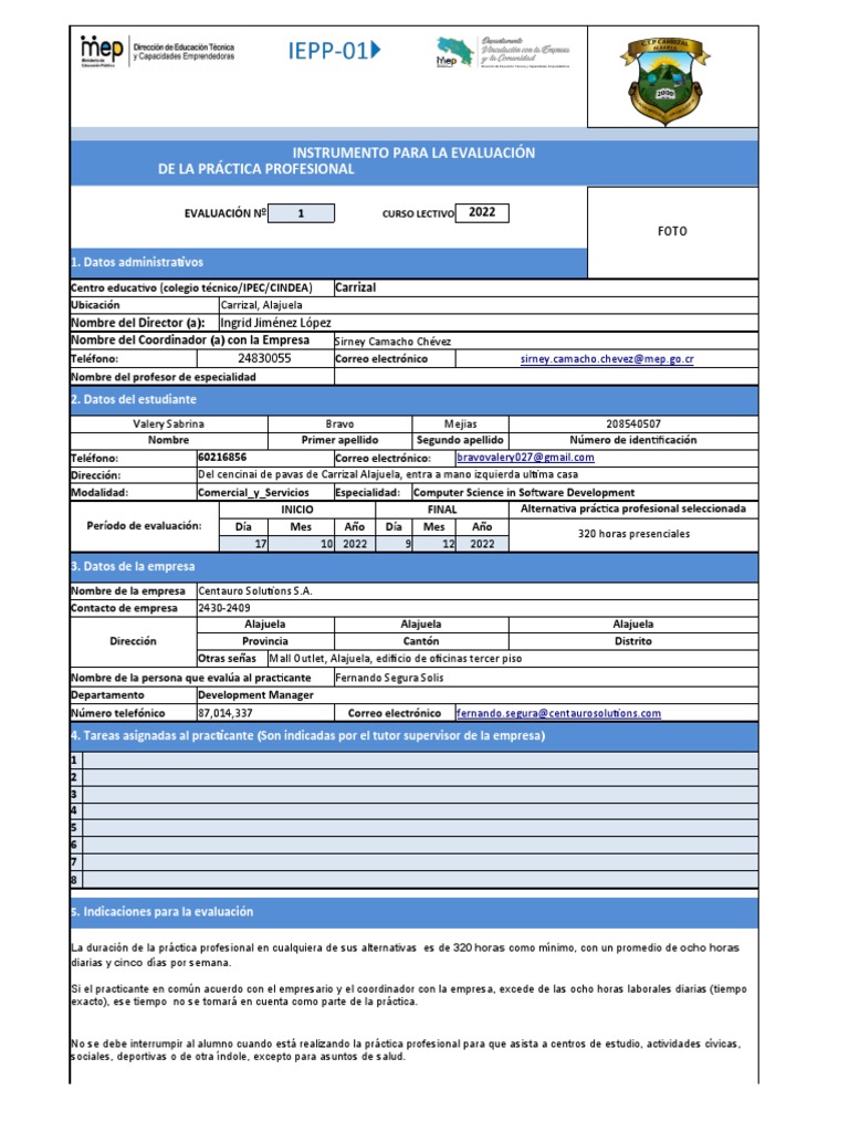 Instrum. Eval. Práct. Prof. IEPP-01 | PDF | Software | Evaluación