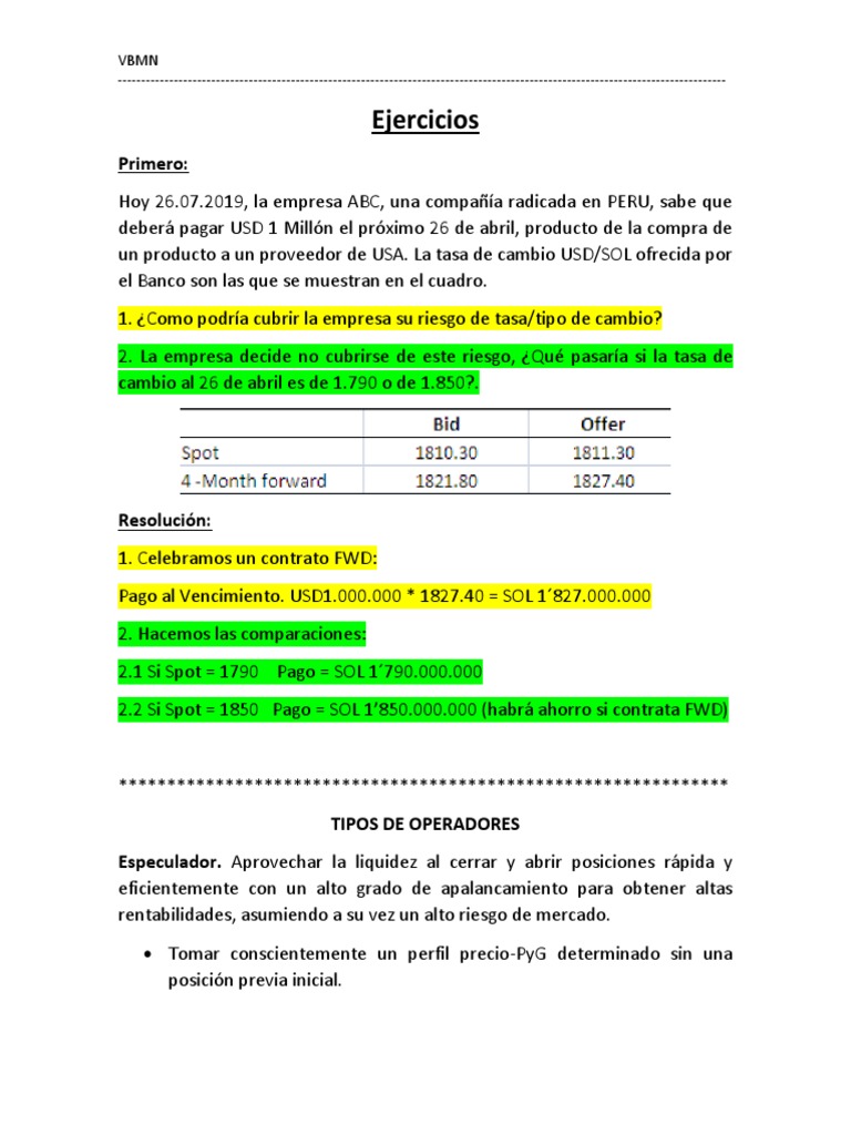 Ejercicios Ejemplo Derivados | PDF | Arbitraje | Mercado (economía)