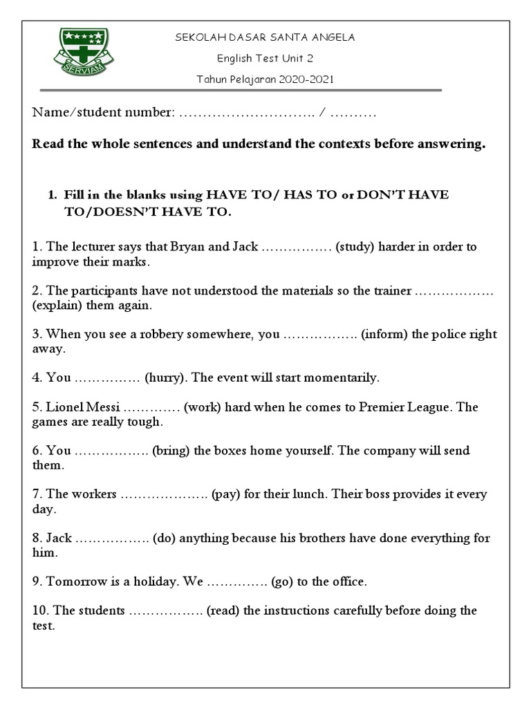 Grade 5 English Unit 2 Test | PDF