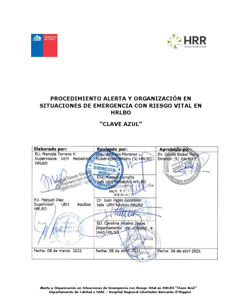 AOC 1.1 - Clave Azul HRR V7-2021 | PDF | Hospital | Reanimación ...
