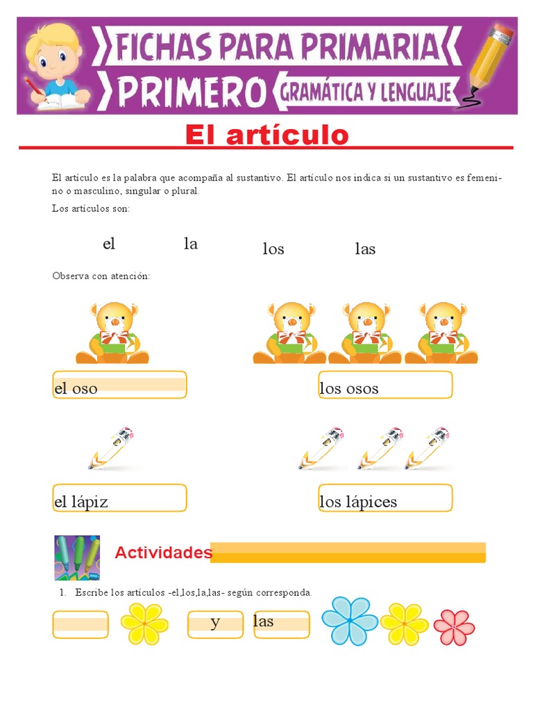 Aprendiendo Sobre El Árticulo para Primer Grado de Primaria | PDF
