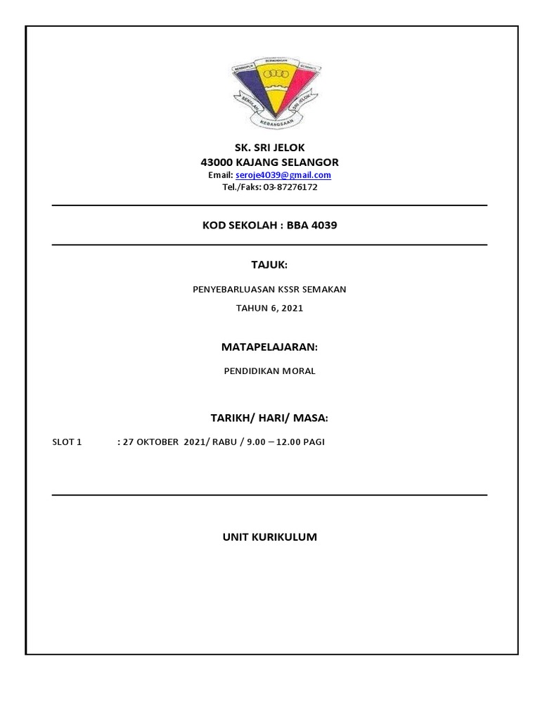 LAPORAN SEBARLUAS KSSR DSKP TAHUN 6, 2022 SKSJ Complete SET 1 | PDF