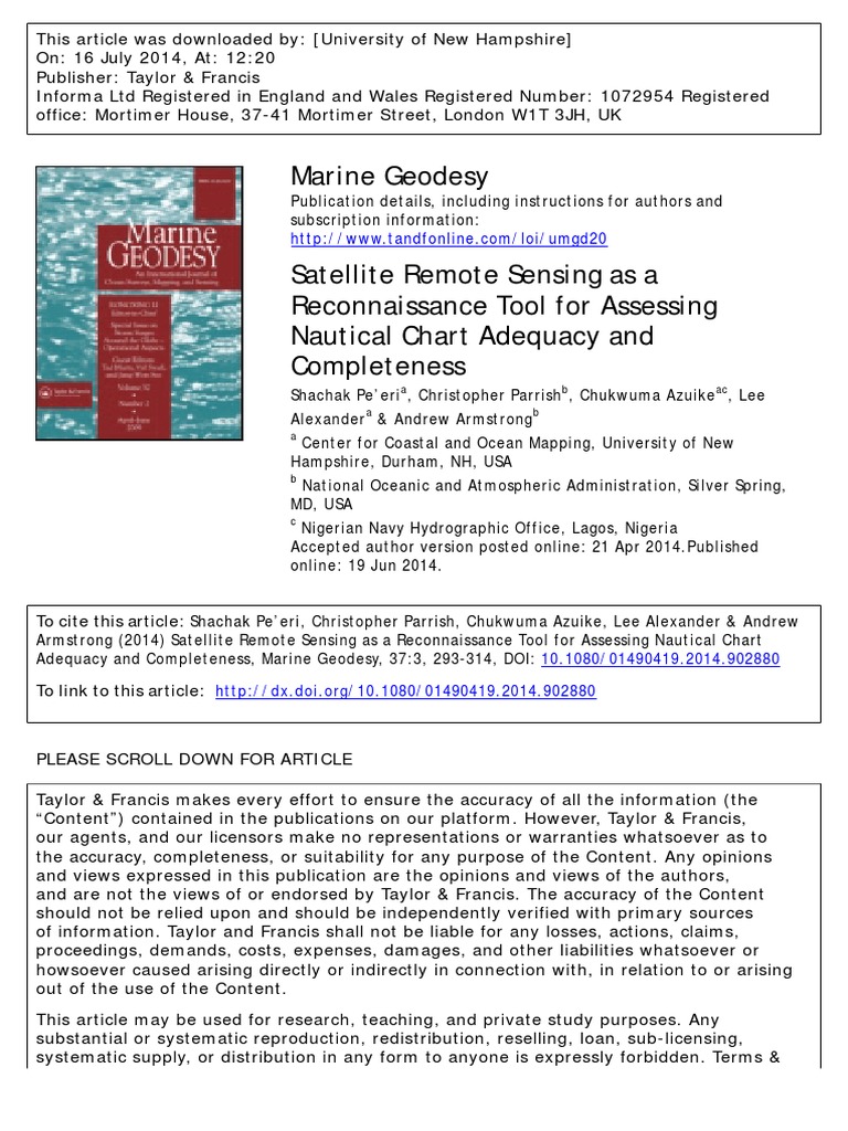Peeri Et Al 2014 Marine Geodesy | PDF | Infrared | Attenuation
