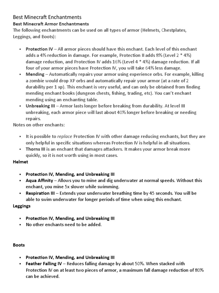 Best Minecraft Enchantments | PDF | Bow And Arrow | Arrow