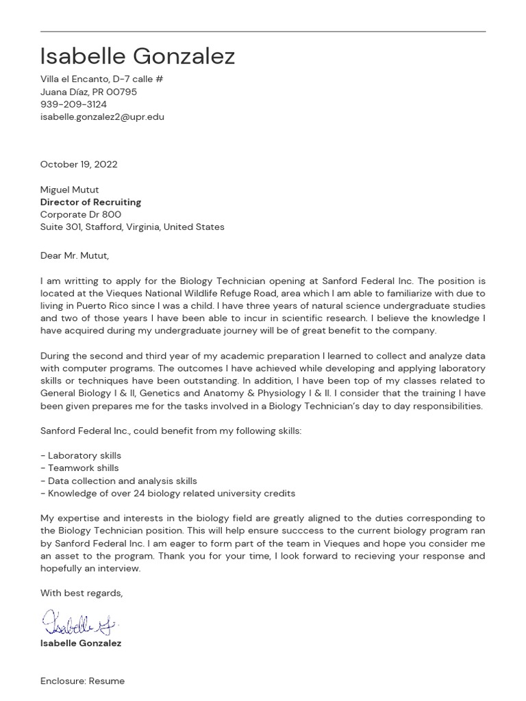 Cover Letter Corrected | PDF